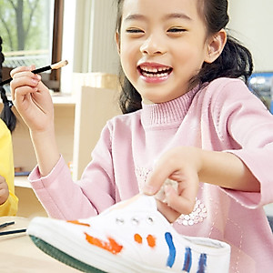 Colorful Fabric Paint Set for Clothes, with 6 Brushes,1 Palette, 14 Colors Permanent Child Safe & Non- Toxic Fabric Paint Kit for T-Shirt, Bags and Cloth Shoes