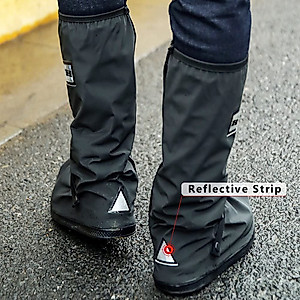 USHTH Black Waterproof Rain Boot Shoe Cover with reflector (1 Pair)X-Large