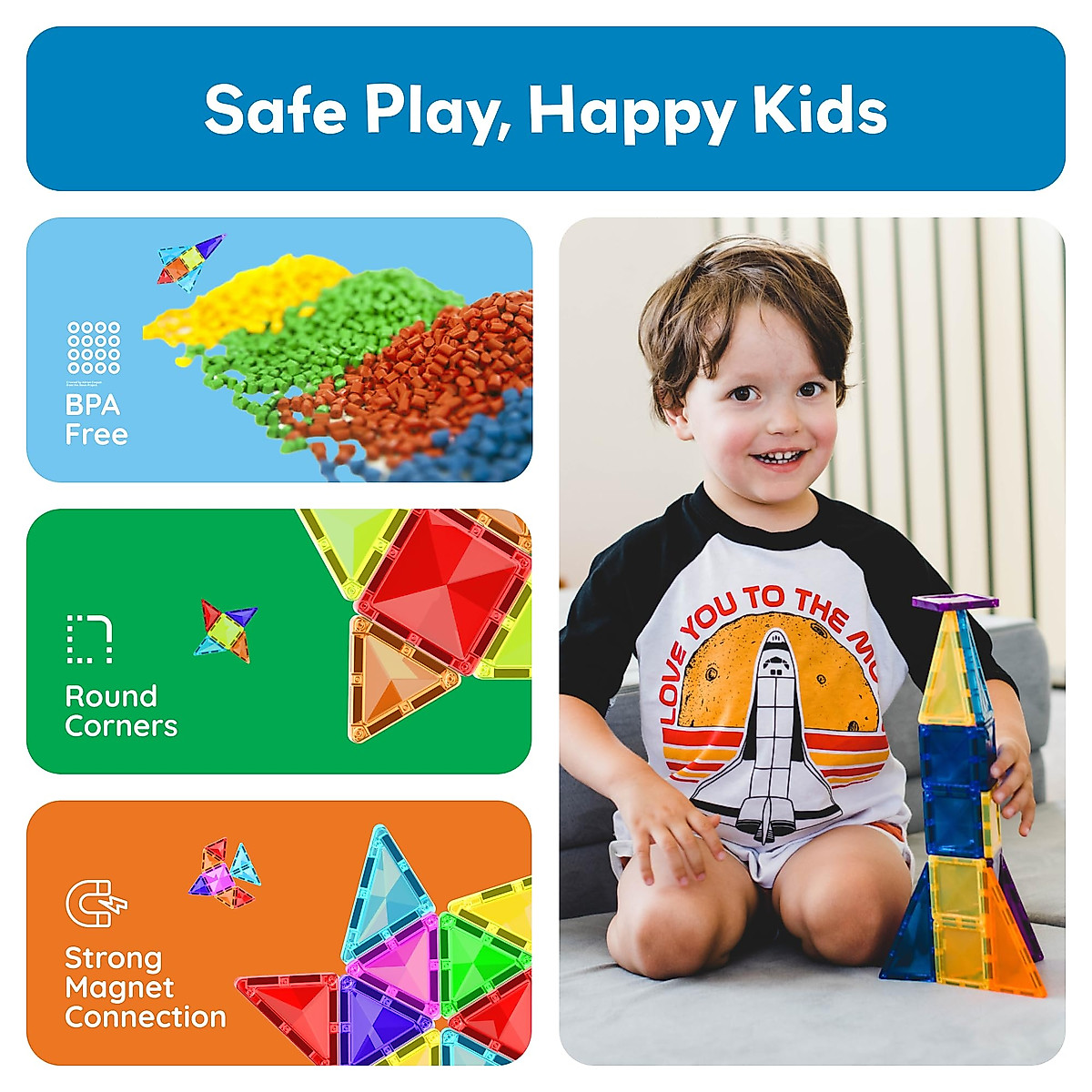 PicassoTiles 100 Pieces Magnetic Tiles Building Blocks Mini Size Diamond Series Magnet Toys Travel Size On-The-Go Construction Sensory Toys Gifts Educational Set STEM Learning Kit Playset PTM100