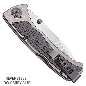 SOG Pocket Knife and Folding Knife - Sideswipe EDC Knife, Flip Knife with 3.4 Inch Assisted Opening Blade and Reversible Pocket Clip,Grey