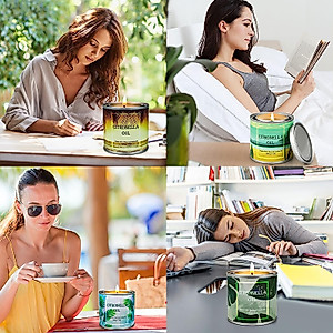 4 Pack Citronella Candles Outdoor, 28 Oz 200 Hours Burn Scented Citronella Candles, Large Citronella Candle Set with Fresh Citronella Oil and Natural Soy Wax for Camping, Garden, Patio, Yard, Balcony