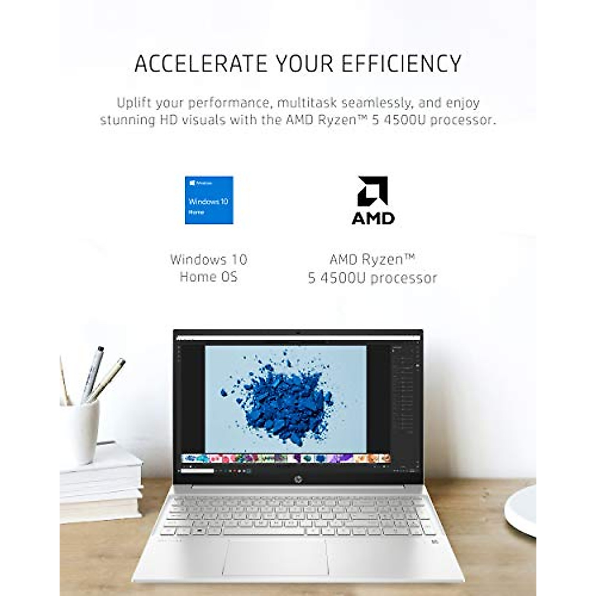 HP Pavilion 15 Laptop, AMD Ryzen 5 4500U Processor, 8 GB RAM, 512 GB SSD Storage, 15.6-inch HD Touchscreen, Windows 10 Home, Micro-Edge Display, Backlit Keyboard (15-eh0010nr, 2020)