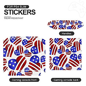 USA Colors Hearth Shape Sticker for P-S4 Controller Full Protective Skin Cover Design Wrap Decal Sticker Compatible with P-S4 Print