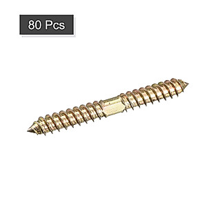 uxcell 8x60mm Hanger Bolts, 80pcs Double Ended Self-Tapping Thread Wood to Wood Dowel Screws for Wood Connecting
