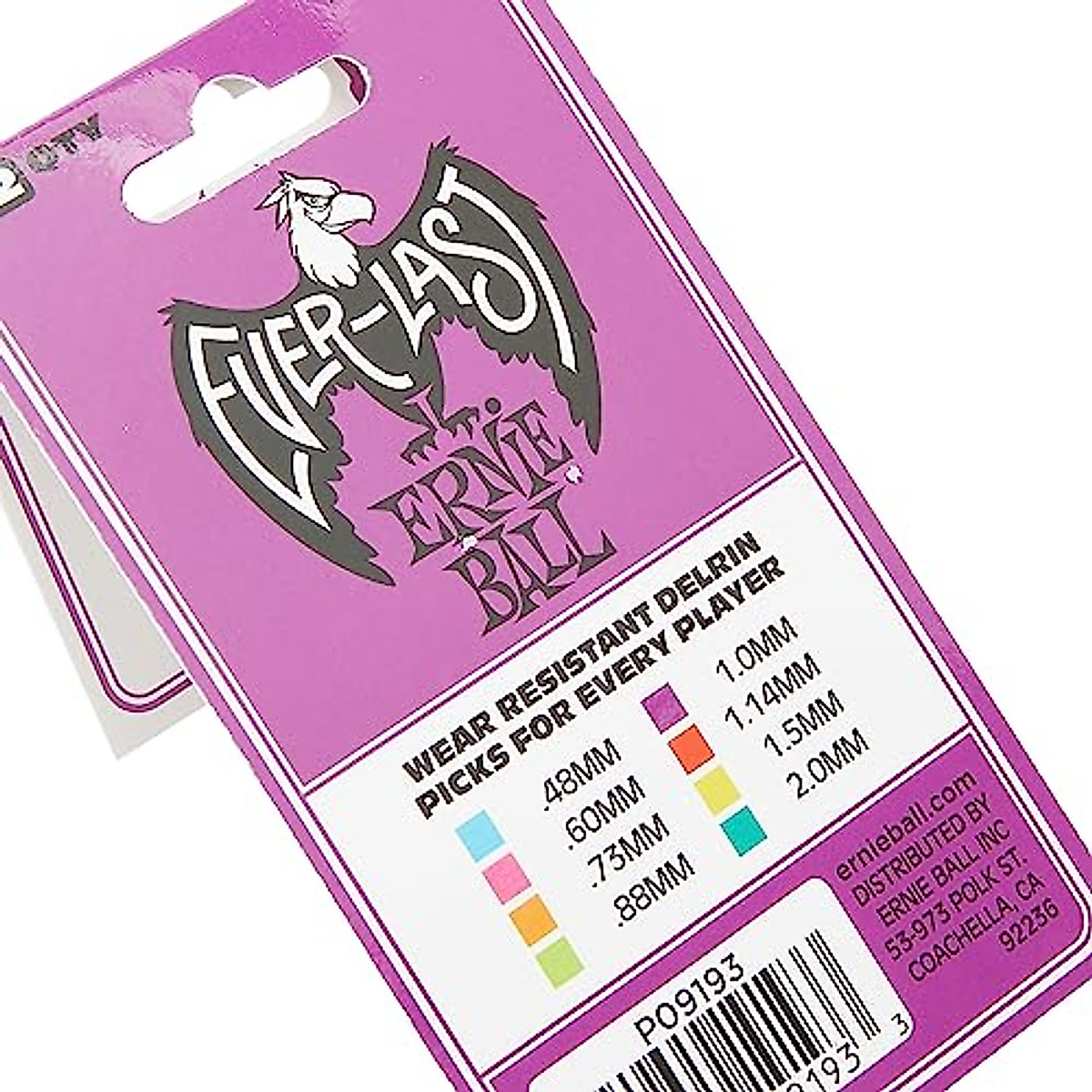 Ernie Ball Everlast Guitar Picks, Purple 1.0mm, 12-pack (P09193)