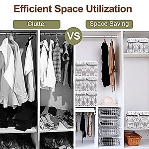 Edergoo Storage Bins with Lids, 2 Pack Large Storage Basket with Lid & Handles, Collapsible Storage Box for Closet, Bedroom, Dormitory Organization, White