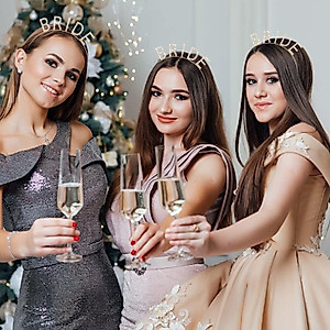 KALIONE Bride Headband Bride Crown, Rhinestone Crown Headband for Women,Elegant Crown Head Bands, Bridal Headband for Bachelorette Party Headbands(Rose Red)