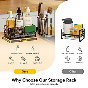 Yofidra Kitchen Sink Caddy: Sink Sponge with Instant Drying Stone, Metal Stainless Steel Dish Sponge Holder Basket for Sponges, Scrubbers, Soap, 9.5" X 5.5" X 5.7" Sink Box Organizer