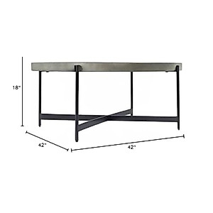 Alaterre Furniture Brookline 42" Round Wood with Concrete-Coating Coffee Table