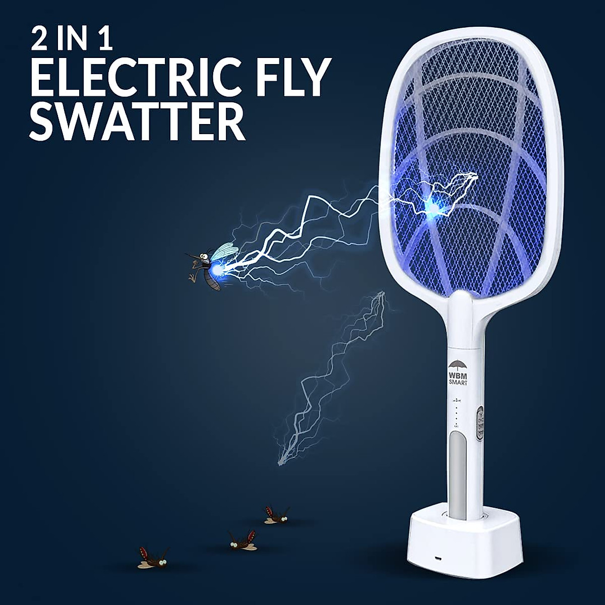 Himalayan Glow Electric Bug Zapper, Instant Fly Swatter Rechargeable Racket, Mosquito Repellent 3,000 Volt, USB Charging Fly Zapper for Indoor & Outdoor