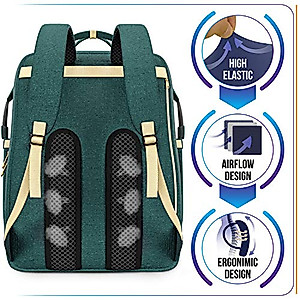 SAYONEYES Baby Diaper Bag Backpack with Portable Changing Pad - Multifunction Diaper Backpack with USB Charging Port - Stroller Straps, Large Capacity and Waterproof Unisex Baby Bag (Green)