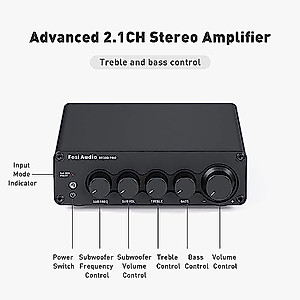 Fosi Audio BT30D Pro TPA3255 Hi-Fi Bluetooth 5.0 Stereo Audio Receiver Amplifier 2.1 Channel Mini Class D Integrated Amp 165 Watt x2+350 Watt for Home Outdoor Desktop Bookshelf Speakers/Subwoofers