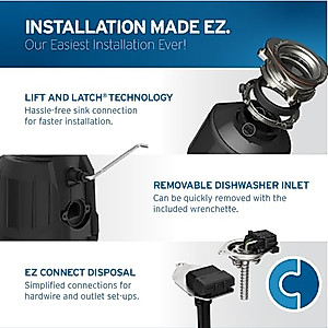 InSinkErator Power .75HP, 3/4 HP Garbage Disposal, Power Series EZ Connect Continuous Feed Food Waste Disposer, Black