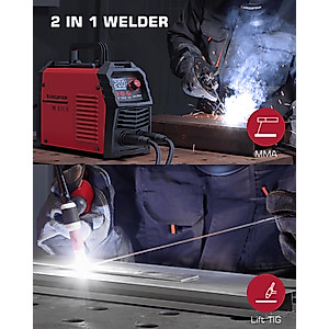 ARCCAPTAIN Stick Welder, [Large LED Display] 200A ARC/Lift TIG Welding Machine with Synergic Control, IGBT Inverter 110V/220V Portable MMA Welder Machine with Hot Start, Arc force and Anti-Stick