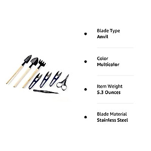 Bonsai Set 8 Pcs - Include Pruner,Fold Scissors,Mini Rake,Bud & Leaf Trimmer Set by ZELAR Made