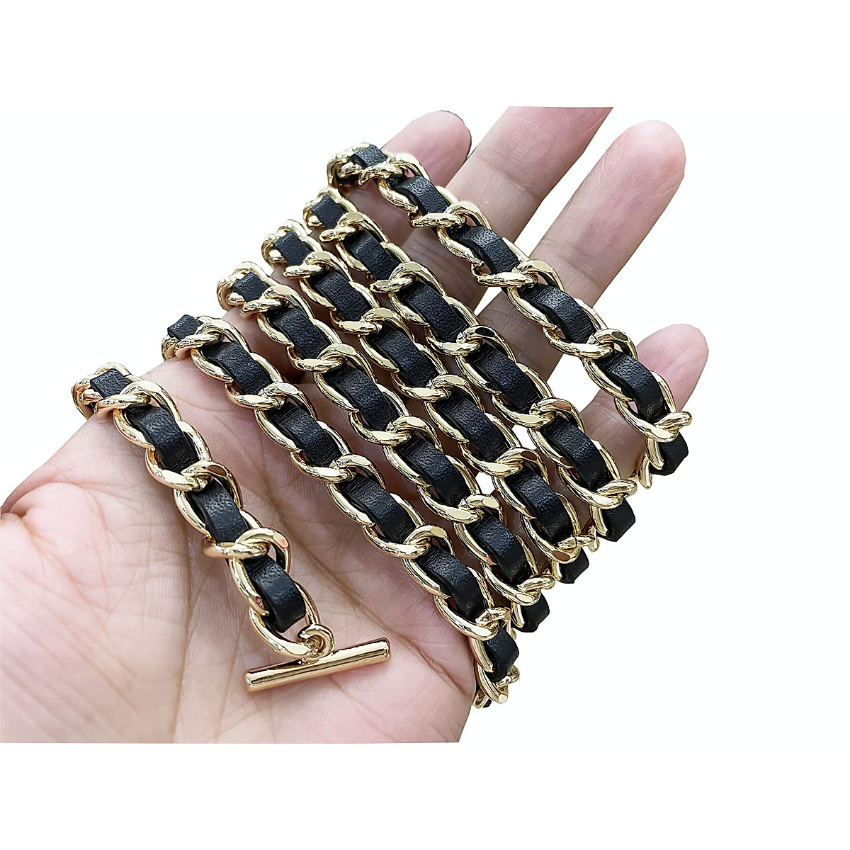 Conversion Kit Real Cowhide Leather Chain+Insert Compatible with Chanel Flap Long Wallet