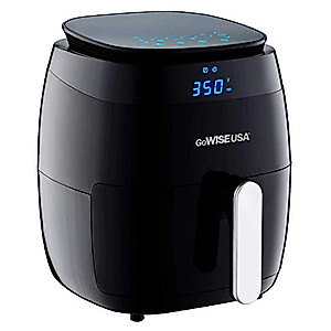 GoWISE USA 5.0-Quart 1500-Watt Digital Air Fryer with 8 Presets, GW22821-S + 50 Recipes (Black)