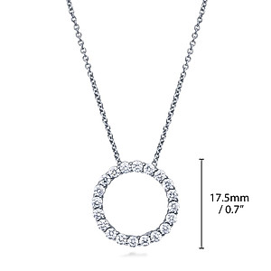 BERRICLE Sterling Silver Open Circle Cubic Zirconia CZ Pendant Necklace for Women, Rhodium Plated