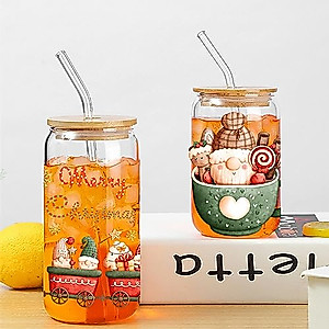 KJMYYXGS UV DTF Christmas Cup Wrap Transfer Sticker, 5 Sheets Gnome Rub On Transfers UV DTF for 16oz Glass Cup Gnome Rub On Transfers for Furniture Crafting Decorative Stickers for Glass Cups