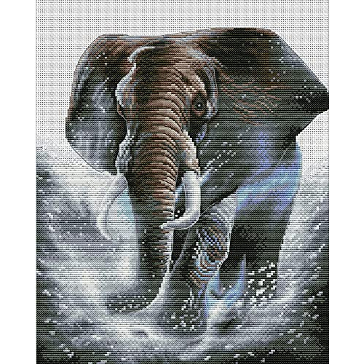 Maydear Cross Stitch Kits Stamped Full Range of Embroidery Starter Kit for Beginners Pre-Printed Pattern 14CT 2 Strands 12.99 * 15.74in - Elephant King