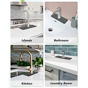 Splash Guard for Sink Faucet-1 PC Super Absorbent Fast Drying Mat Sink Gadgets-Splash Guard Behind Faucet Drip Catcher for Kitchen, Bathroom,Sink Mat, Dish Drying Mat, Sponge Holder Dark Grey