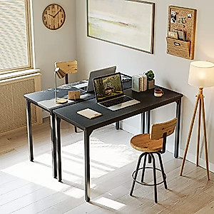 CubiCubi Computer Desk, 32 inch Home Office Writing Study Desks with Arc Corner, Small PC Table with Cable Hole, Black
