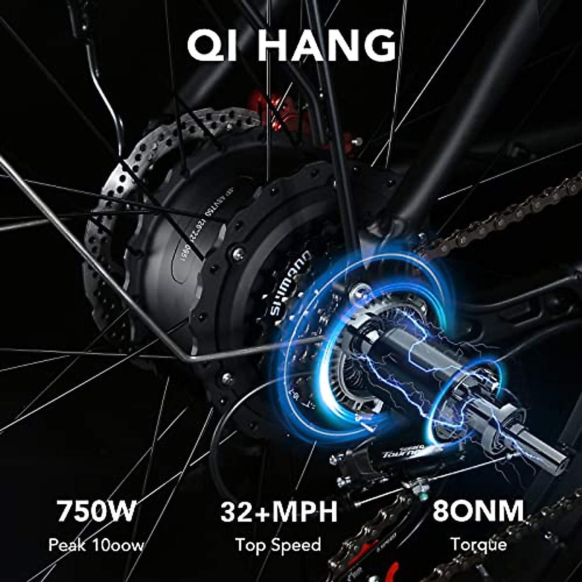 Electric Bike for Adults, 48V 17AH Removable LG Cells Battery Snow Ebike, 29" 750W Brushless Motor 32MPH Mountain Bicycles,Shimano 7-Speed with Hydraulic Disc Brakes Beach Ebike UL Certified