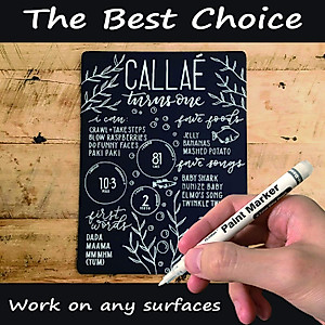 White Paint Pen, 6 Pack 0.7mm Acrylic White Permanent Marker White Paint Pens for Wood Rock Plastic Leather Glass Stone Metal Canvas Ceramic Marker Extra Very Fine Point Opaque Ink