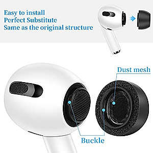 Pious Premium Memory Foam Tips for AirPods Pro, No Silicone Ear Tip Pain, Fit in The Charging Case, Noise-Reducing in-Ear Ear Caps Accessories, 3 Pairs (Assorted Sizes S/M/L), Black