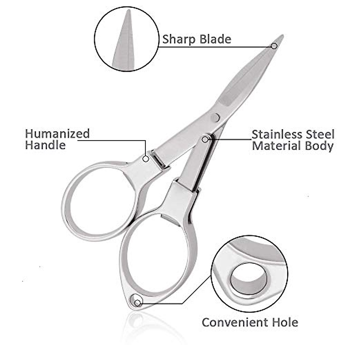 Allpdesky 2 Pieces Stainless Steel Scissors Anti-Rust Folding Scissors Glasses-Shaped Mini Shear for Home and Travel Use
