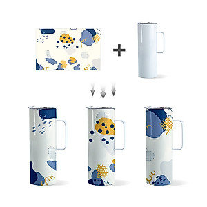 AGH Sublimation Tumblers with Handle 20oz Sublimation Blanks 4 Pack Skinny Straight Stainless Steel Vacuum Insulated Tumblers with Lids and Straws Keep Cold 24 Hours (White)