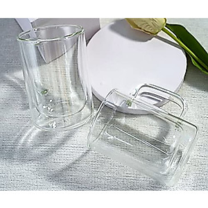 Aquach Double Wall Glass Coffee Mug 12 oz, Large Clear Glass Cup with Handle Set of 2, Insulated Tea Mugs, Water Cups, Juice Cups, Milk Cups