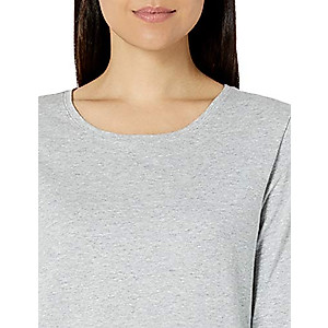 Amazon Essentials Women's Classic-Fit 100% Cotton Long-Sleeve Crewneck T-Shirt, Light Grey Heather, Large