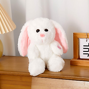 BSTAOFY 8'' Easter Light up White Bunny Soft Plush Toy LED Rabbit Lop Ear Night Light Stuffed Animals Easter Birthday Valentines Day Easter Christmas Festival Gift for Kids Toddlers