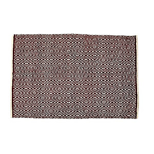 Chardin home 100% Cotton Diamond 3x5 Area Rug Fully Reversible, Machine Washable, Brick Red-Ivory