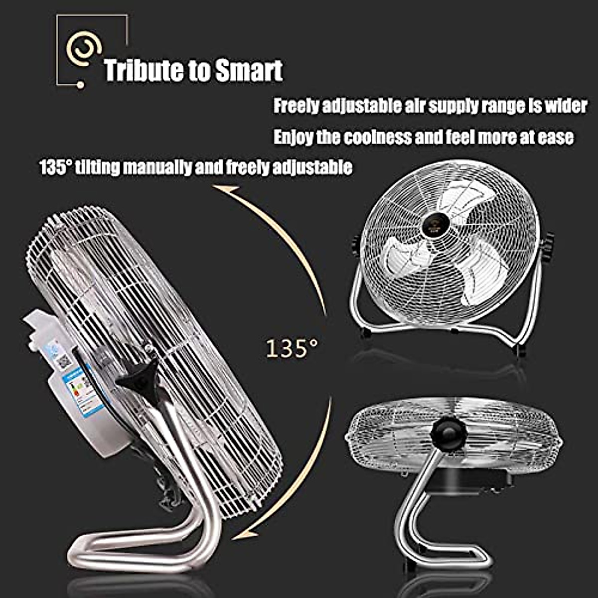 Wgwioo Adjustable Floor Fan, Floor Wall Fan, High Velocity Cold Air Circulator, High Velocity Heavy Duty Floor Fan, for Industrial, Commercial, Residential, and Greenhouse Use,12 inch