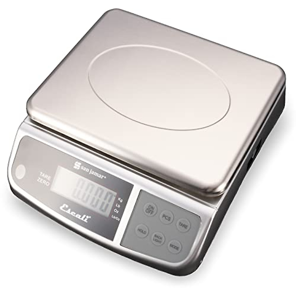 San Jamar Stainless Steel M-Series Digital Food/Kitchen Scale, 66lb Capacity, Silver