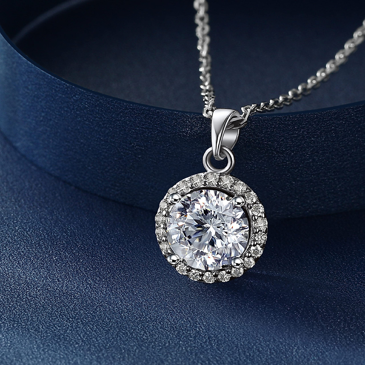 MomentWish Moissanite Necklace for Women, Birthday Gifts for Women, 1Carat Simulated Diamond Pendant 925 Sterling Silver Necklace, Halo Necklace Valentine's Day Christmas Gift