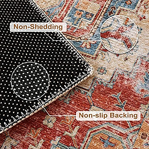 Lanffia Boho Rug Runner 2x5 Washable Persian Hallway Runner Rug Vintage Distressed Entry Throw Area Rug Non-Slip Low-Pile Floor Carpet for Kitchen Bathroom Laundry Room Bedroom, Yellow/Multi