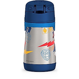 THERMOS Vacuum Insulated Stainless Steel 10oz Straw Bottle, PAW PATROL BOY