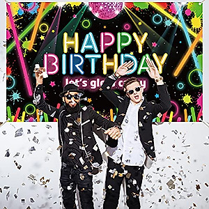 Neon Birthday Party Decorations Supplies Let Glow Party Banner Backdrop Decorations Neon Glow Themed Birthday Party Photo Booth Props Sign Supplies Indoor and Outdoor