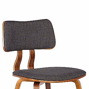 Armen Living Jaguar Dining Chair in Charcoal Fabric and Walnut Wood Finish,Charcoal/Walnut Finish 20D x 18W x 29H in