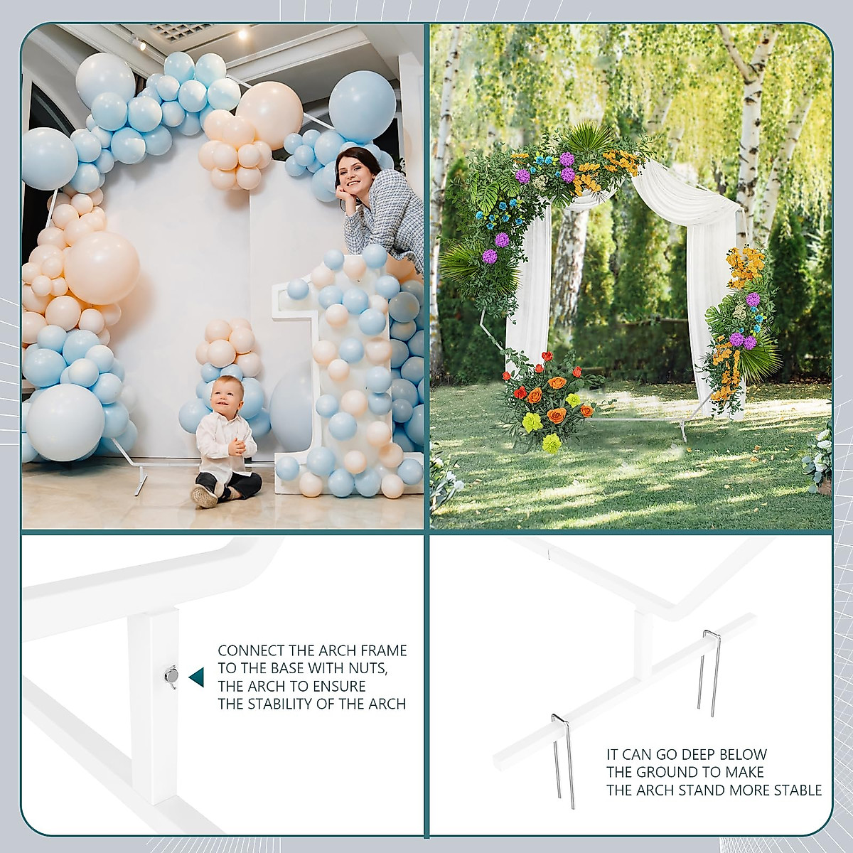 8FT Wedding Arch Round Backdrop Stand, Circle Metal Floral Balloon Arch Stand for Birthday, Backdrop Stand for Parties, Bridal Shower Anniversary Ceremony Candy Tables Celebration, Gold