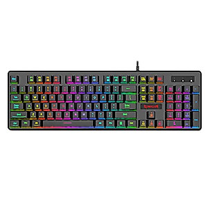 Redragon K509 RGB-Backlit Gaming Keyboard,104 Keys Wired Mechanical Feeling Low Profile Quiet Keyboard, Spill-Resistant, Anti-Ghosting, Compatible with Windows,macOS, PS4/5, Xbox. Black