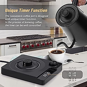 Tosfly Gooseneck Electric Kettle - 1200W 1.0L Pour-Over Kettle with LED Display Stainless Steel Coffee Kettle with Temperature Control Leak-Proof, Automatic Shut Off, Anti-dry Protection Tea Kettle