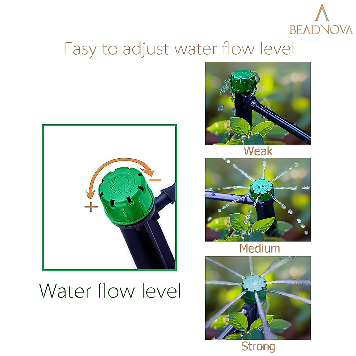 BEADNOVA Irrigation Drippers 50pcs Drip Emitters for 1/4 Inch Irrigation Sprinkler 360 Degree Micro Sprinkler Adjustable Drip Irrigation Heads Drippers for Drip Irrigation Parts Garden Patio Lawn