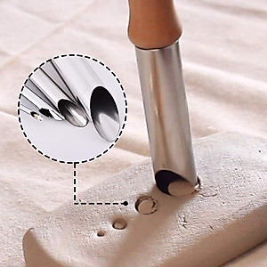 BLUECELL Pack of 4 Stainless Steel and Wood Circular Clay Hole Cutters for Pottery and Sculpture
