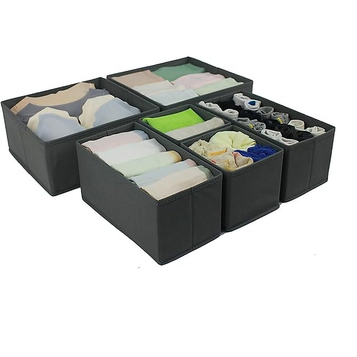 Amazon Basics Cloth Drawer Storage Organizer Boxes, Set of 6