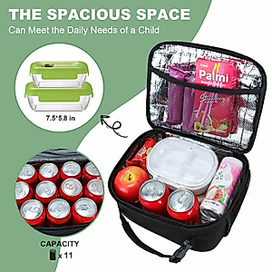 Kids Lunch Box for Boys Girls Lunch Bag Insulated Durable Lunchbox Children Lunch Tote Bag for School Black