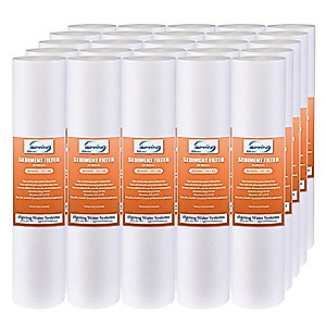 iSpring FP120X25 10" x 2.5" Universal Multi-layer Water Sediment Filter Replacement Cartridges 20 Micron, 25 Pack, White